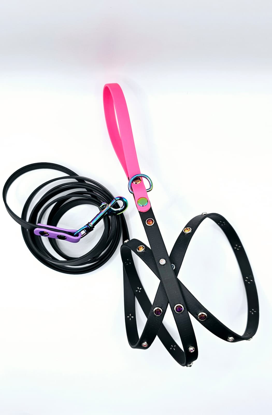Long Leash – Blue Bling Collars