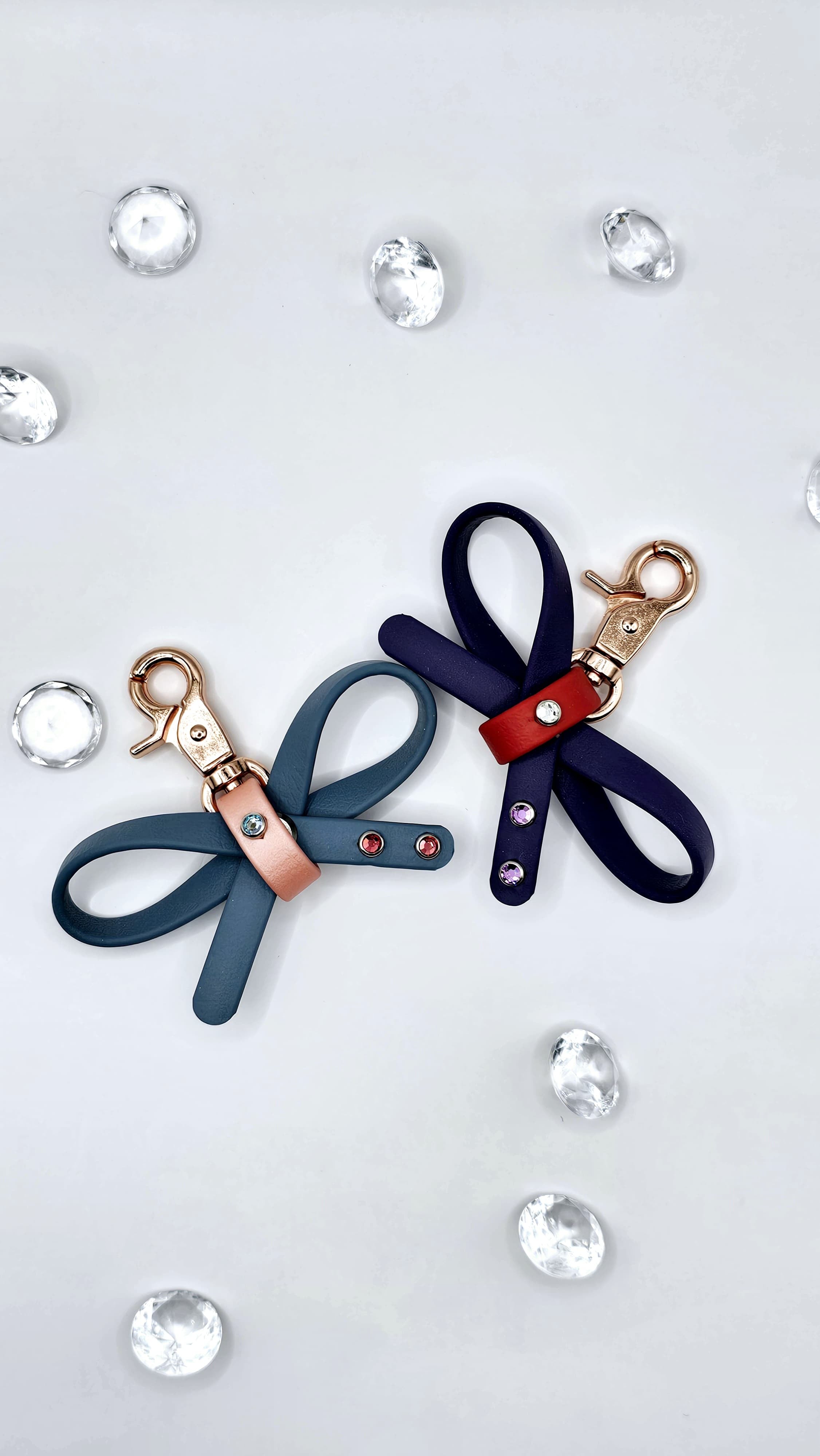 Ribbon Keychain – Blue Bling Collars
